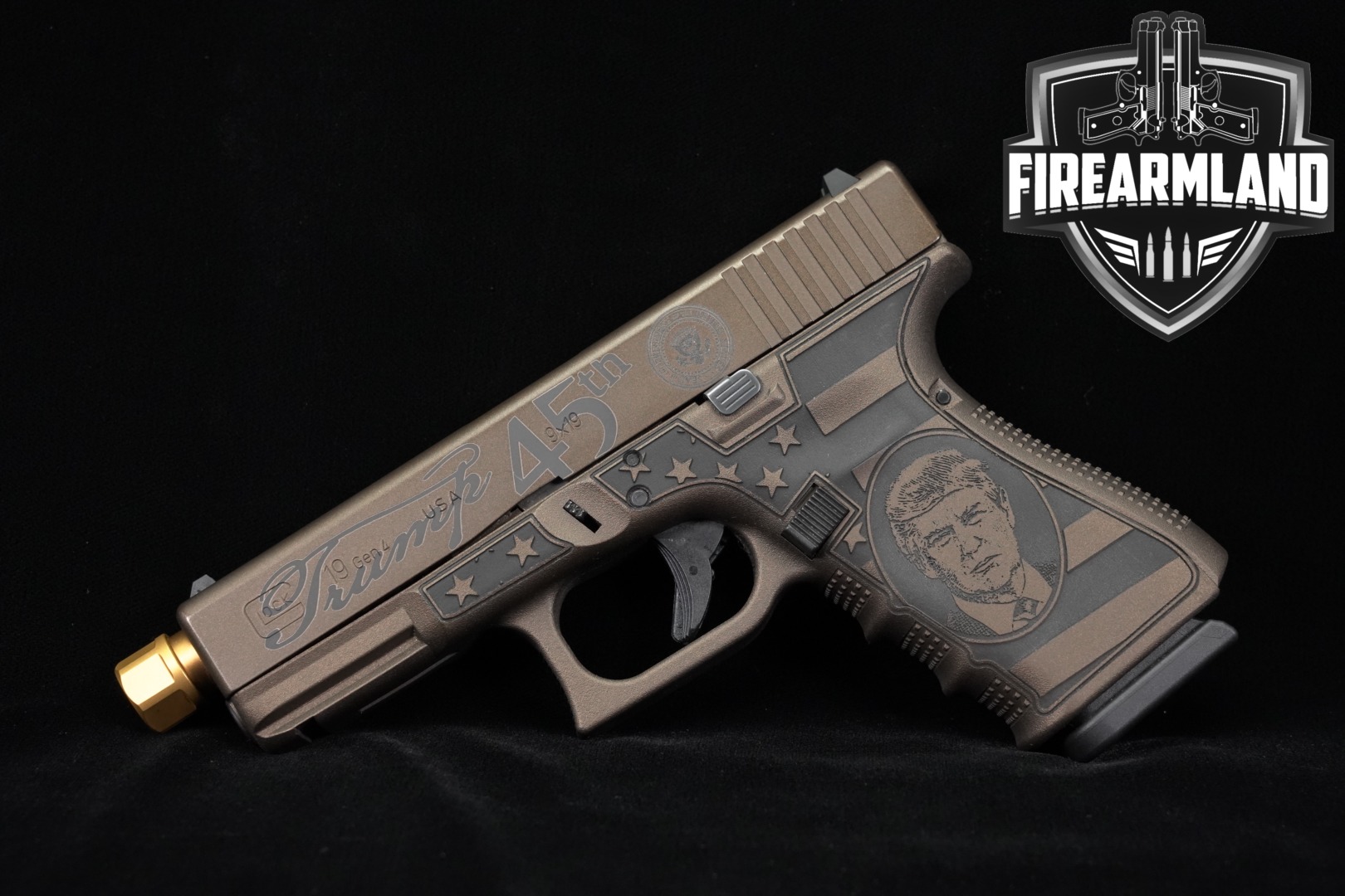 TRUMP ENGRAVED Glock G19 Gen 4 9mm Patriotic +3 MAGS & ORIG CASE - Semi ...