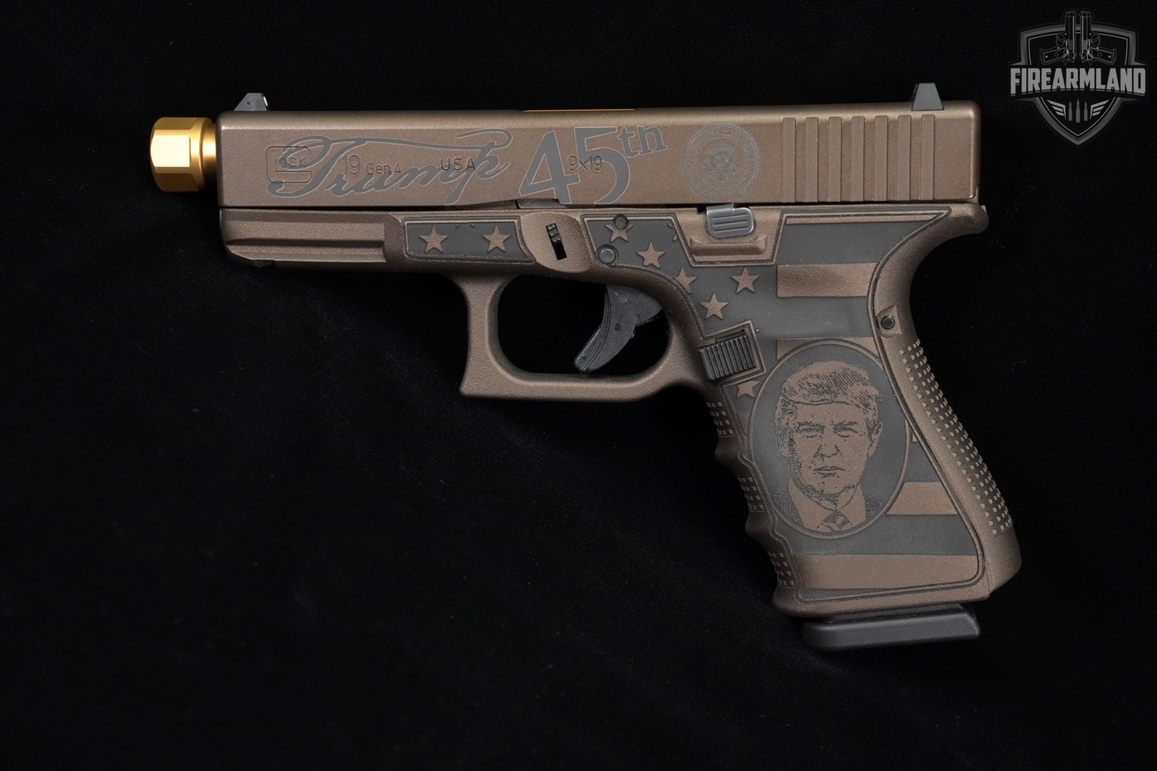 TRUMP ENGRAVED Glock G19 Gen 4 9mm Patriotic +3 MAGS & ORIG CASE - Semi ...