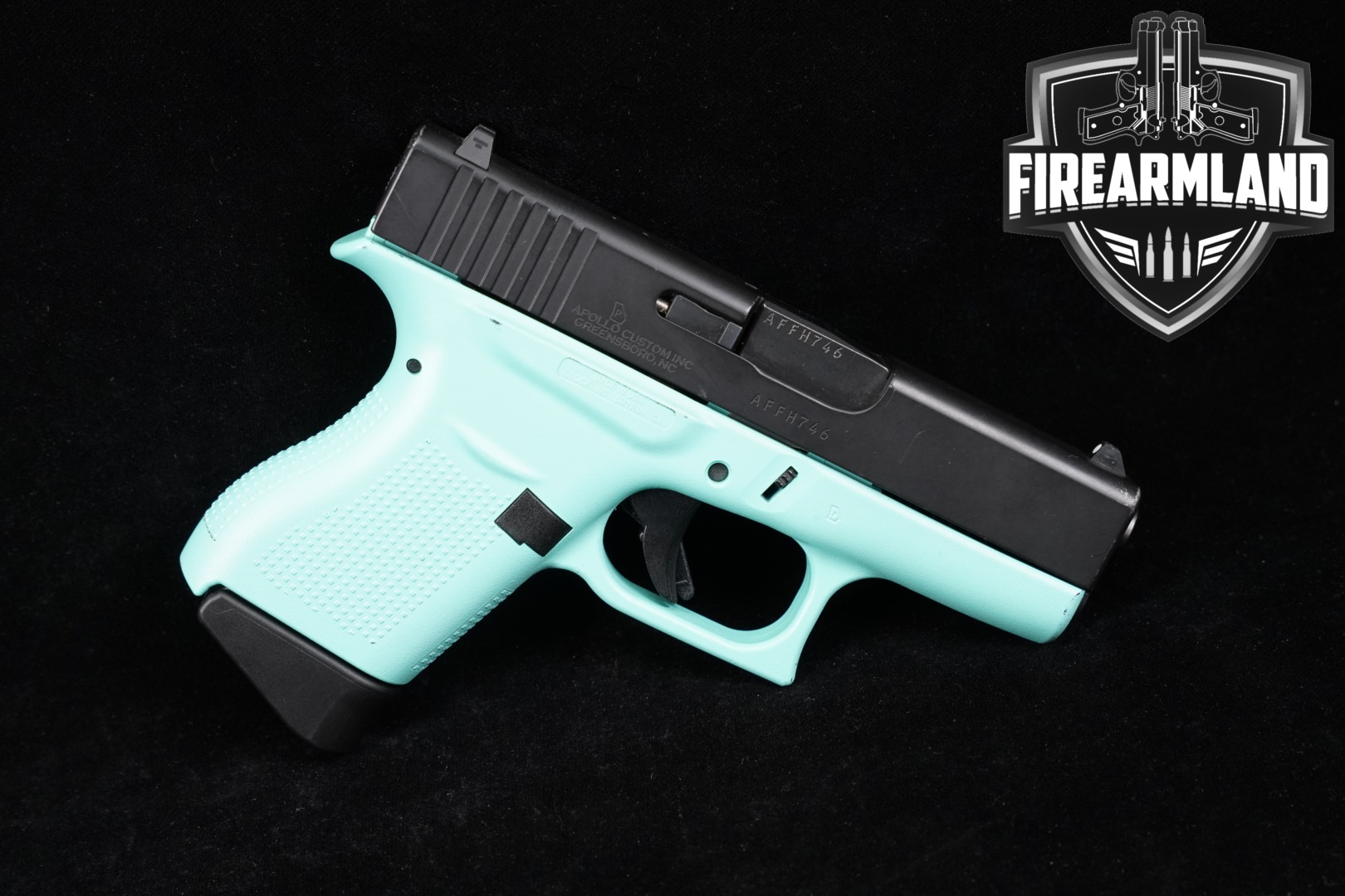 Glock 43 Apollo Custom 9mm G43 Aqua Frame +ORIG CASE - Semi Auto ...